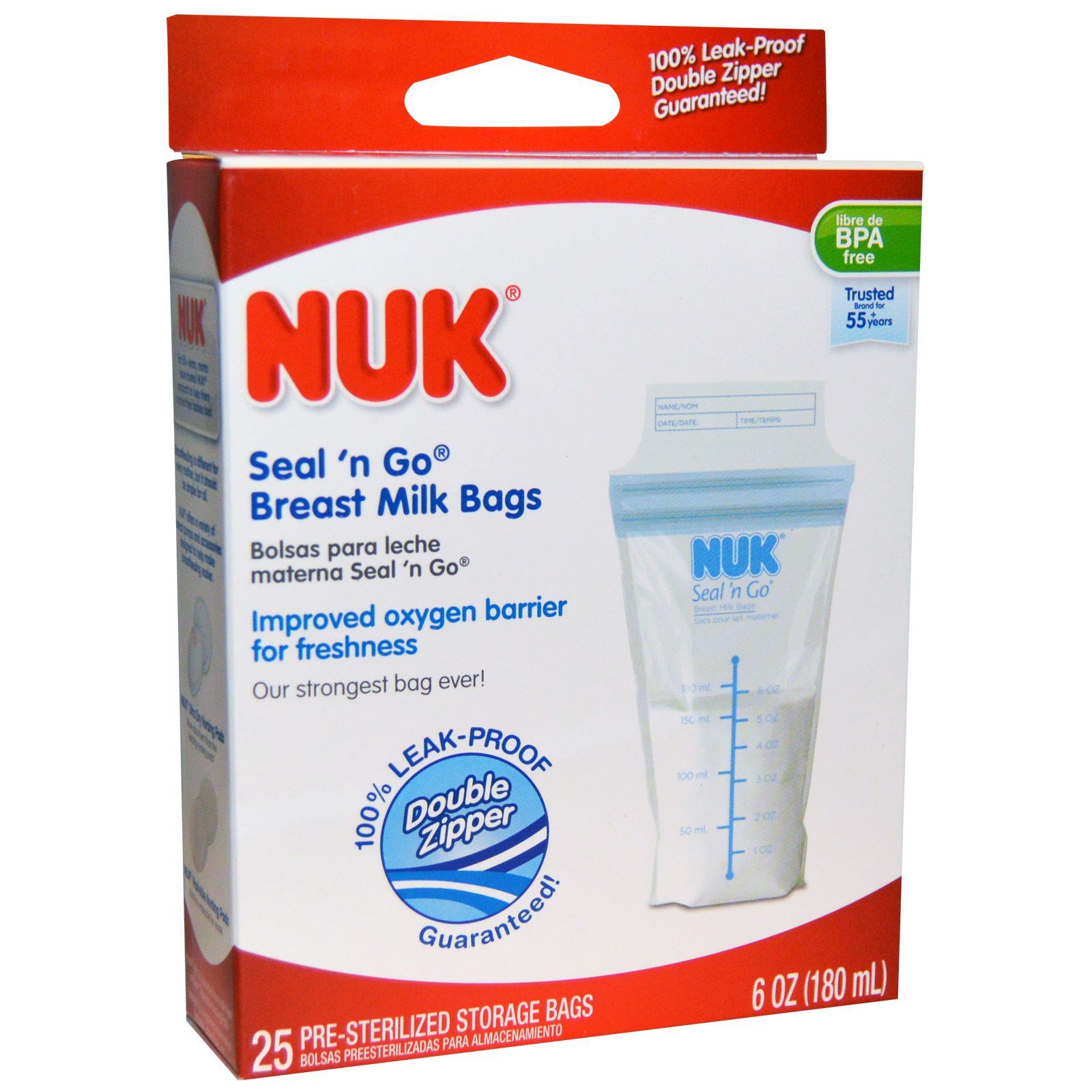 NUK Seal N Go Breast Milk Bags, 25 Count