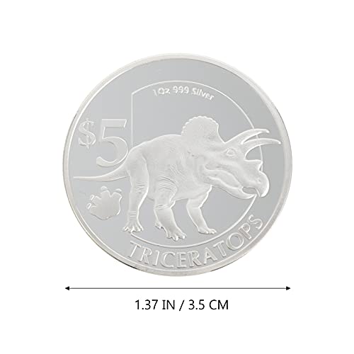 TOYANDONA 2pcs Dinosaur Commemorative Coins Embossed Dinosaur Challenge Coin Commemorative Coins Triceratops