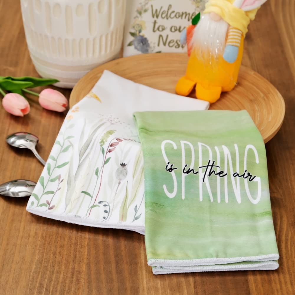 Spring Kitchen Towels for Spring Decor Flower Leaves Dish Towels 18x26 Inch Ultra Absorbent Bar Drying Cloth Spring is in the air Sign Hand Towel for Kitchen Bathroom Party Home Decorations Set of 2