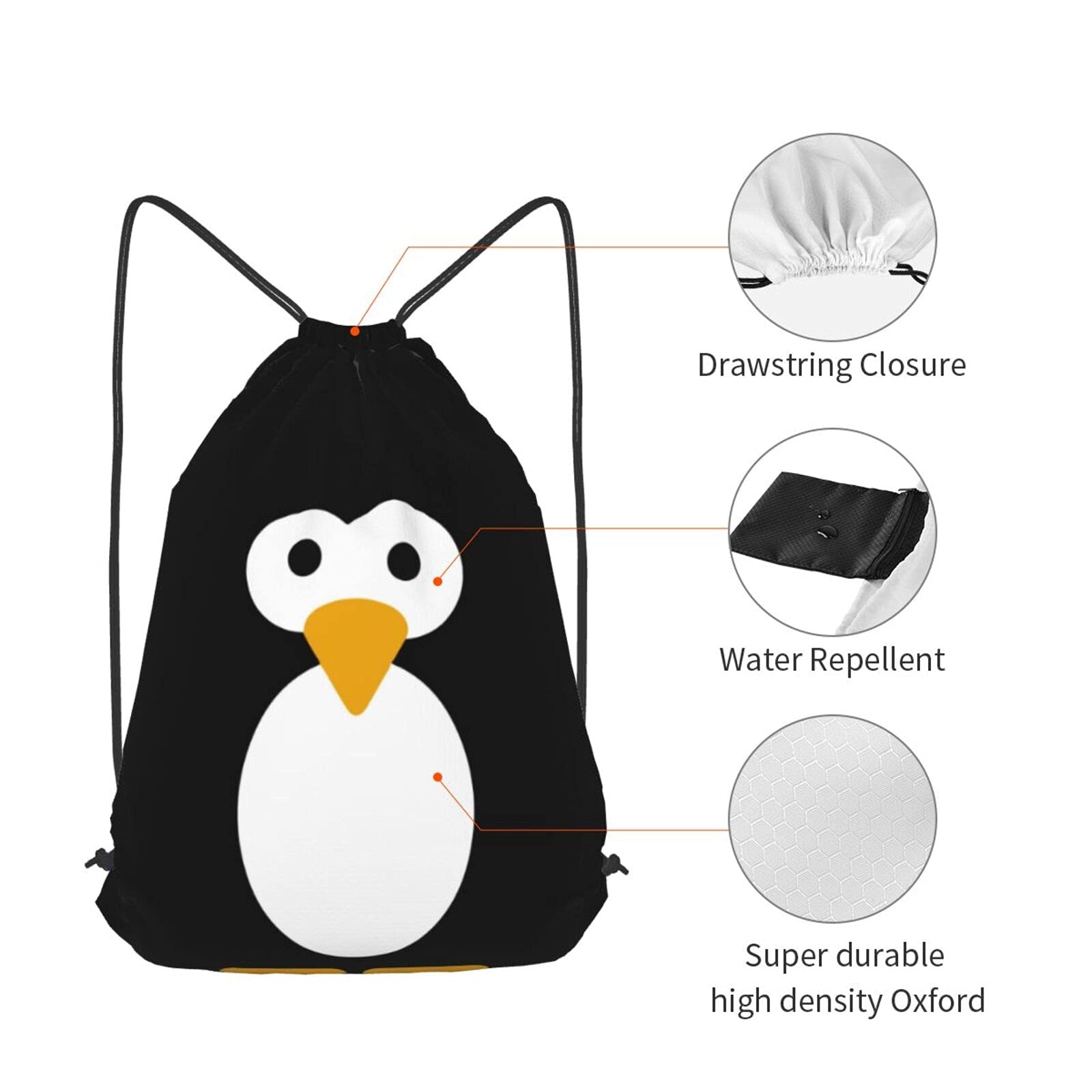TumzfhQ Drawstring Gym Backpack for Men Women Penguin Pattern Lightweight String Bag Sackpack Workout Bag Use for School Traveling Sport Yoga Shopping Beach