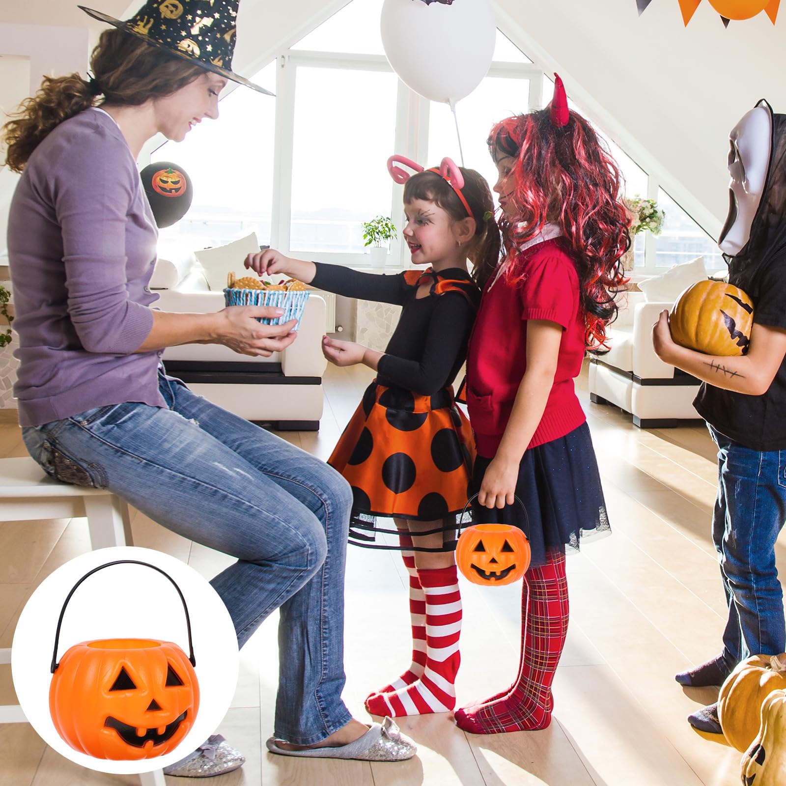TOYANDONA 8 Pieces Halloween Candy Buckets Trick or Treat Pumpkin Bucket Halloween Party Favors Pumpkin Pails with Handle