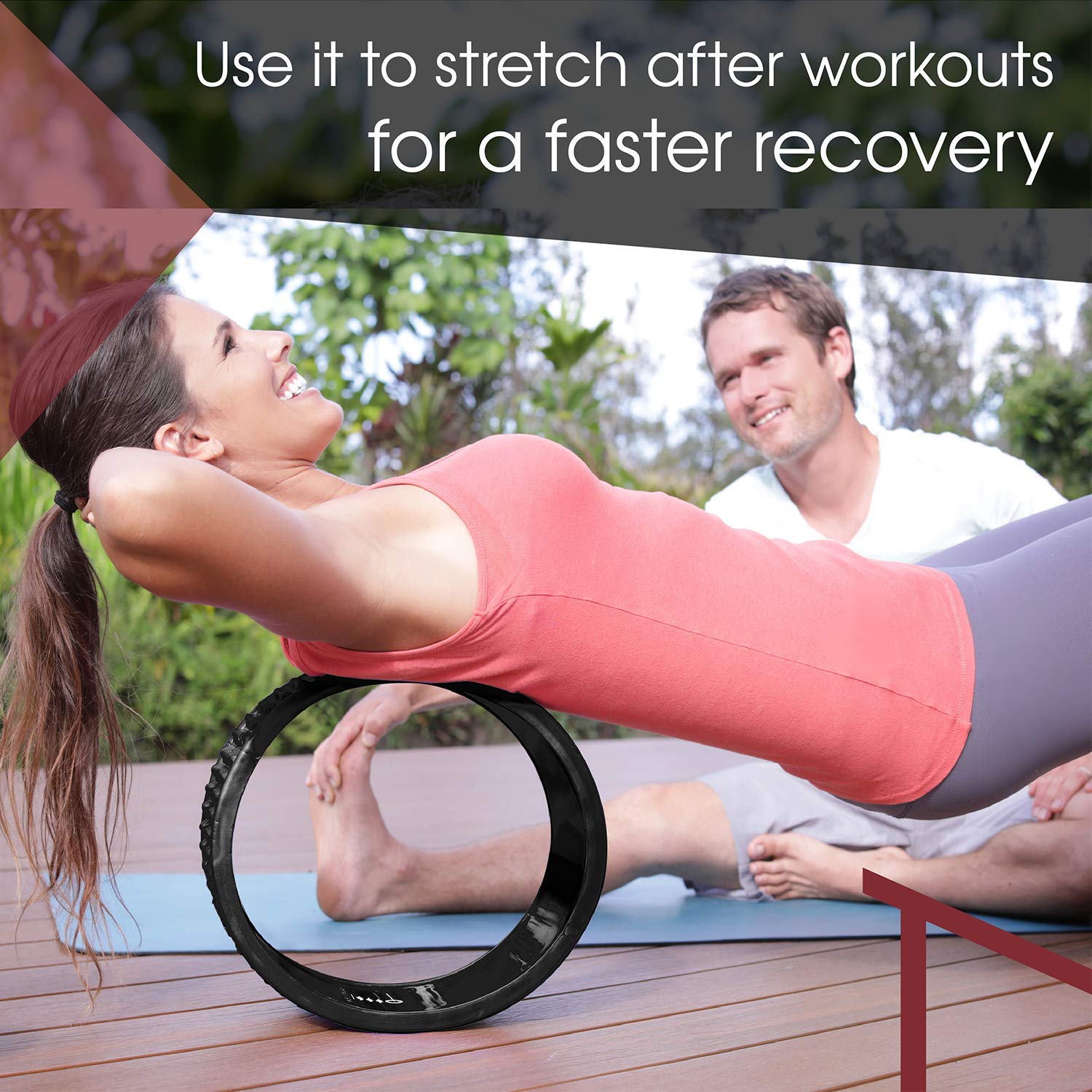 Realign Back Wheel: Trigger Point, Yoga Wheel, Foam Roller, Deep Tissue, Back Massager, for Mobility and Back Pain Relief (Black/Black)