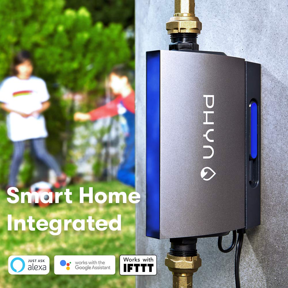 Phyn Plus Smart Water Assistant + Shutoff: Professionally-Installed Smart Home Water Leak Detector w/ Automatic Shutoff & Water Usage Monitor (Compatible with Alexa)