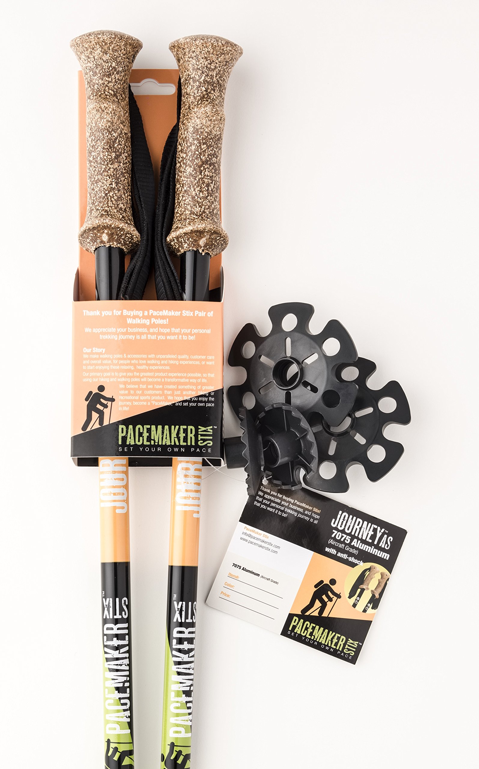 Pair of PaceMaker Stix Journey Anti Shock Trekking Poles for Walking and Hiking - Replaceable Tungsten Tips - Ultralight and Collapsible Sticks - for Exercise, Hiking and Backpacking