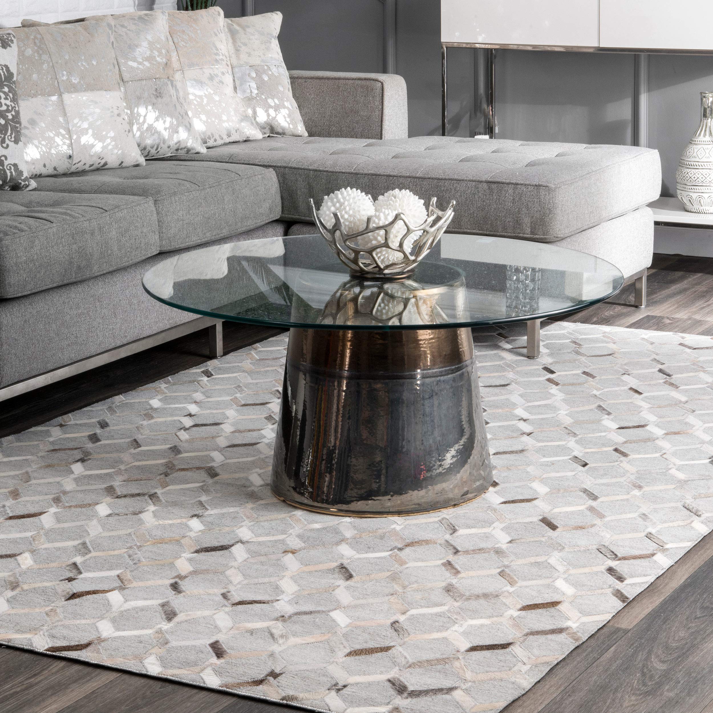 nuLOOM Grenier Modern Cowhide Area Rug, 5x8, Grey