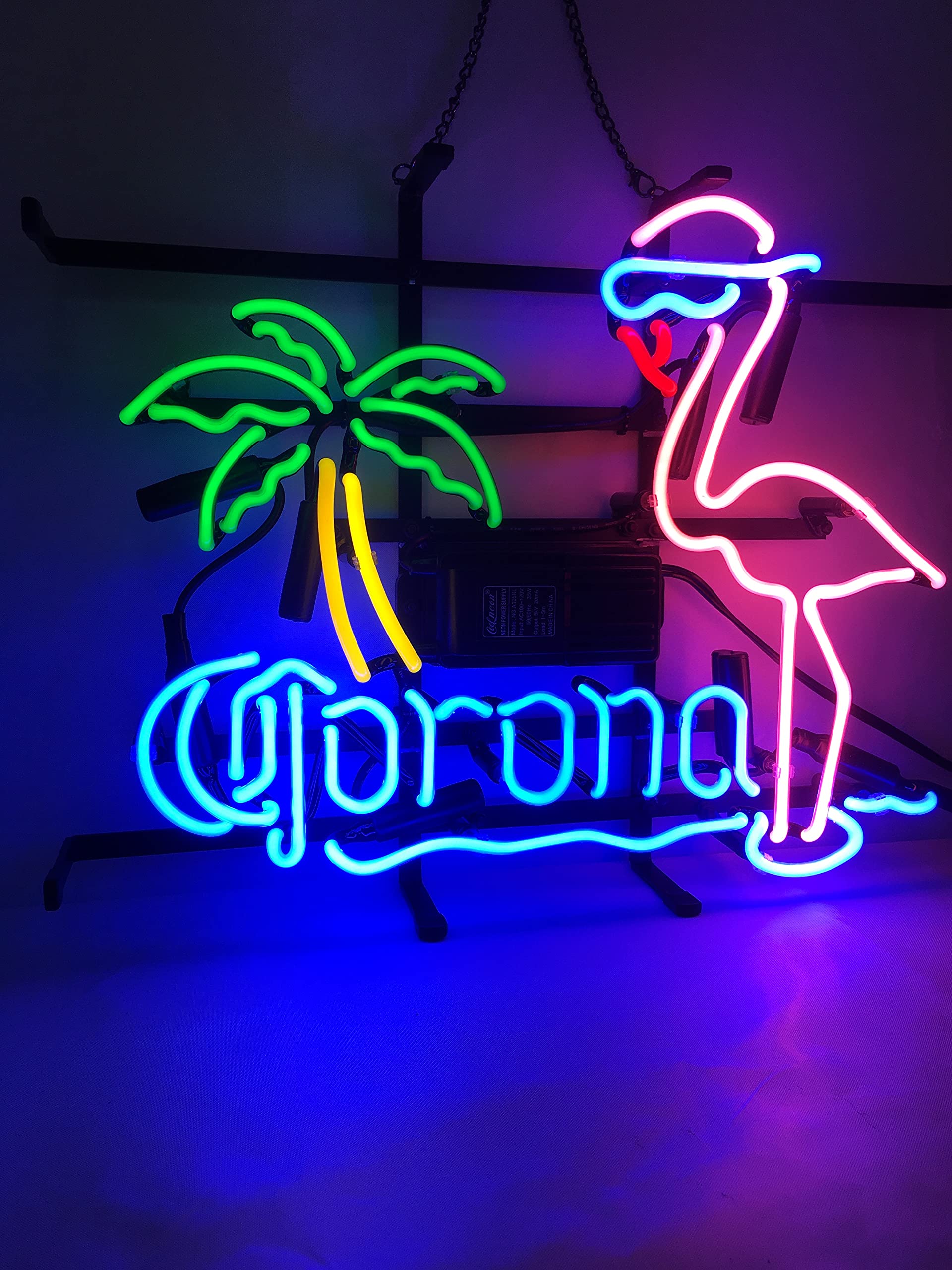 Neon Signs Corona Flamingo Palm Tree Beer Bar Bistro Real Glass Man Cave Custom Neon Sign Wall Decor