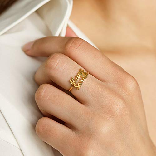 Shinelady Personalized Rings for Women Custom Any Name Ring with 1-3 Kids Name Dainty Sterling Silver Statement Ring Gift for Girlfriend, Wife, Mom, Grandma