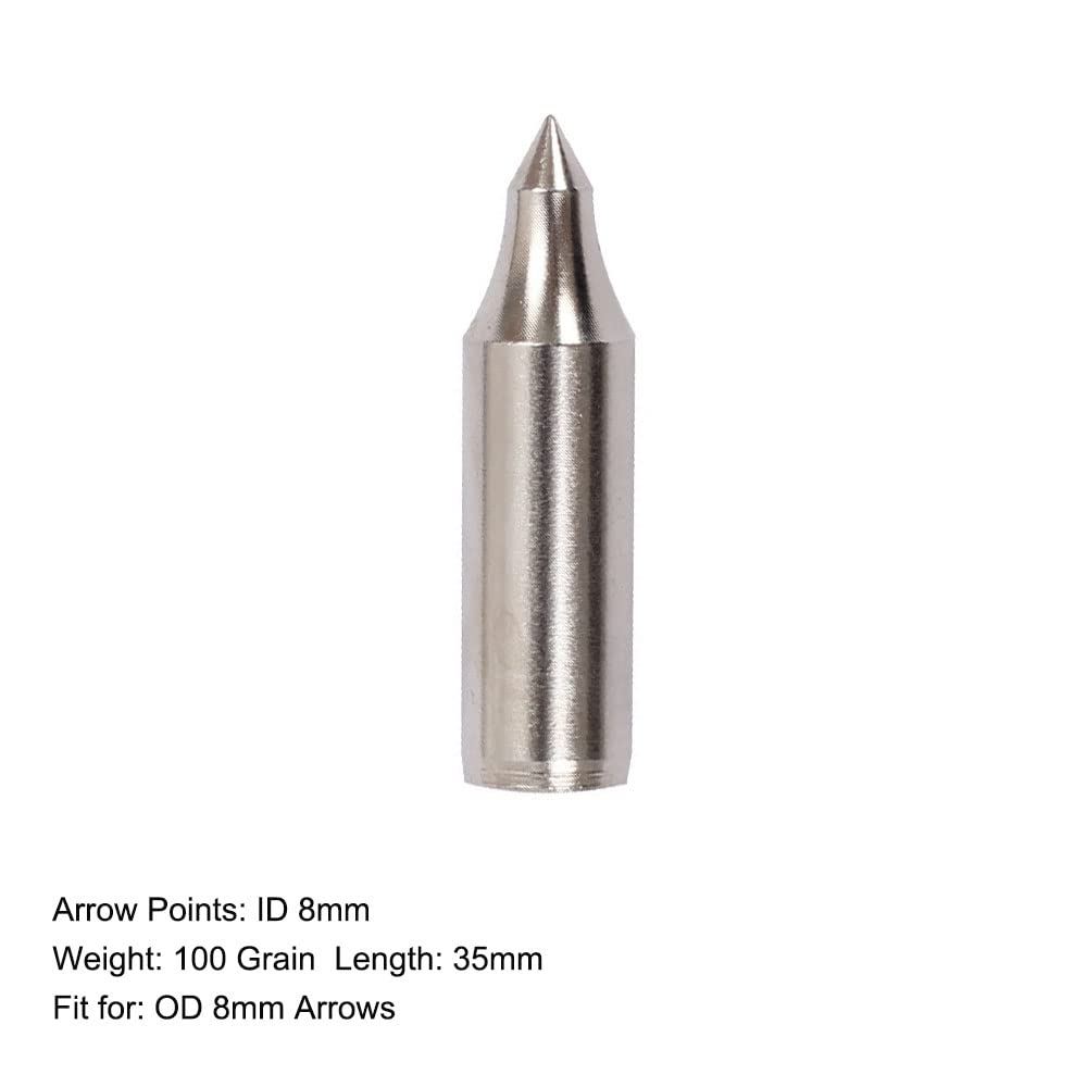 SOPOGER 12 Pack Glue on Field Points Archery Arrowhead Field Tips Stainless Steel Arrow Points OD 6/7/8mm Arrow Shaft for Field 3D Target Practice Shooting (8mm)