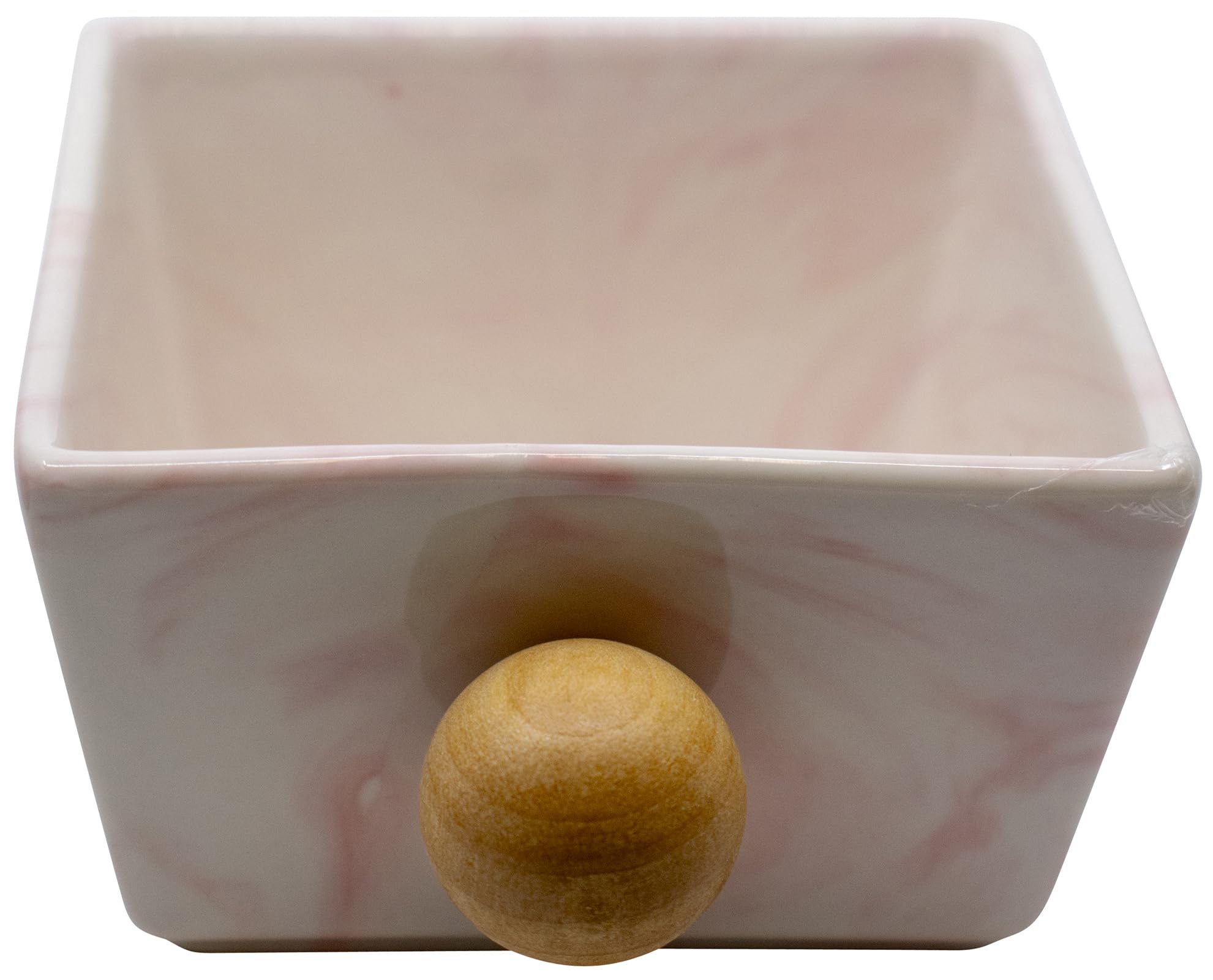 Stephanie Imports Set of 6 Tiered Marble Ceramic Condiment Spice Jars & Drawers With Spoons, Bamboo Lids and Rack (Pink)
