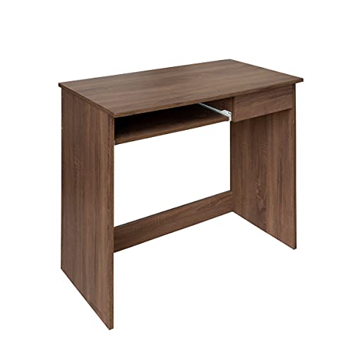 PATAWFFF Home Office Desks Full Wooden Computer Desk with 1 Drawer and 1 Keyboard Tray (Walnut) Home Furniture Office Desks/Work Surfaces