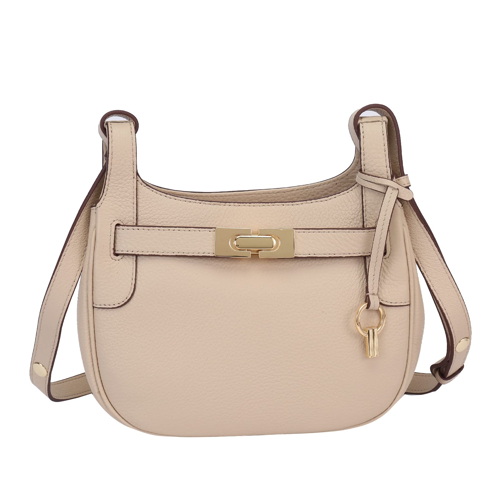 Women's D-Shaped Zipper Shoulder Bag, Multi Compartment Minimalist Style Bag (Apricot)