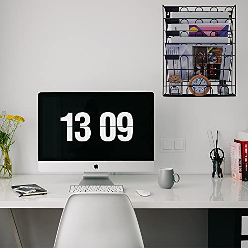 Spacrea Hanging File Holder Organizer - 6 Tier Wall Mount File Organizer, Hanging Wall File for Office, School or Home (Black)