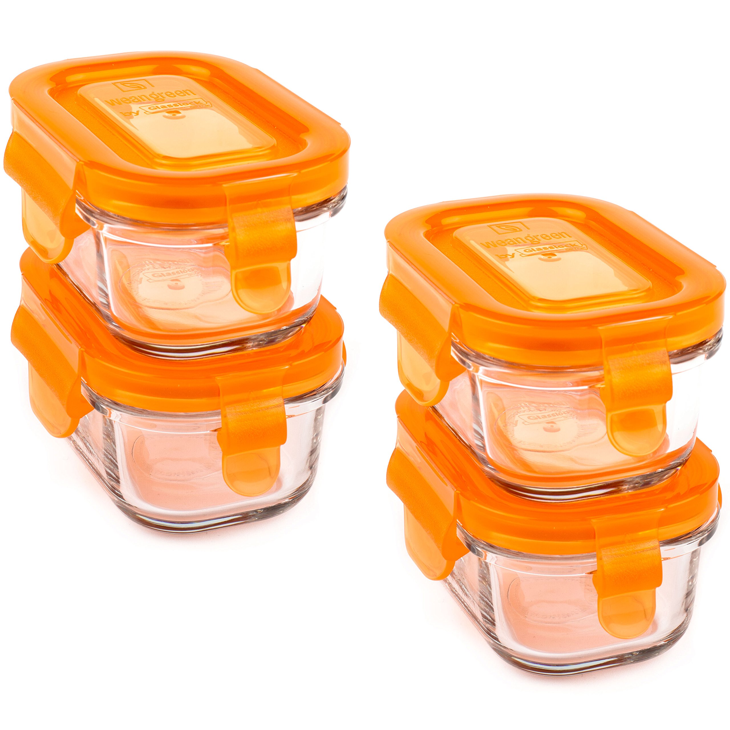 Wean Green Wean Tubs 5 oz/150ml Baby Food Glass Containers - Carrot (Set of 4)