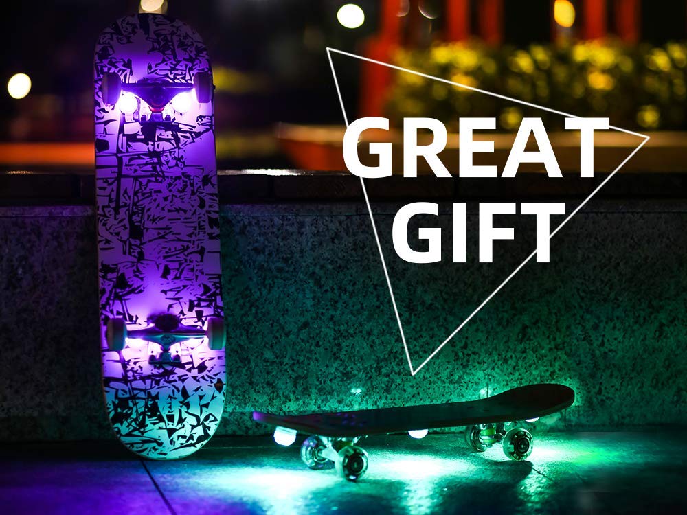 SKATEENA Accessories Lights for Skateboards,Longboards,Scooters,Bike,Long Board,Bicycle-Customize Skate Board LED Light Accessories (4 Flower Lights)