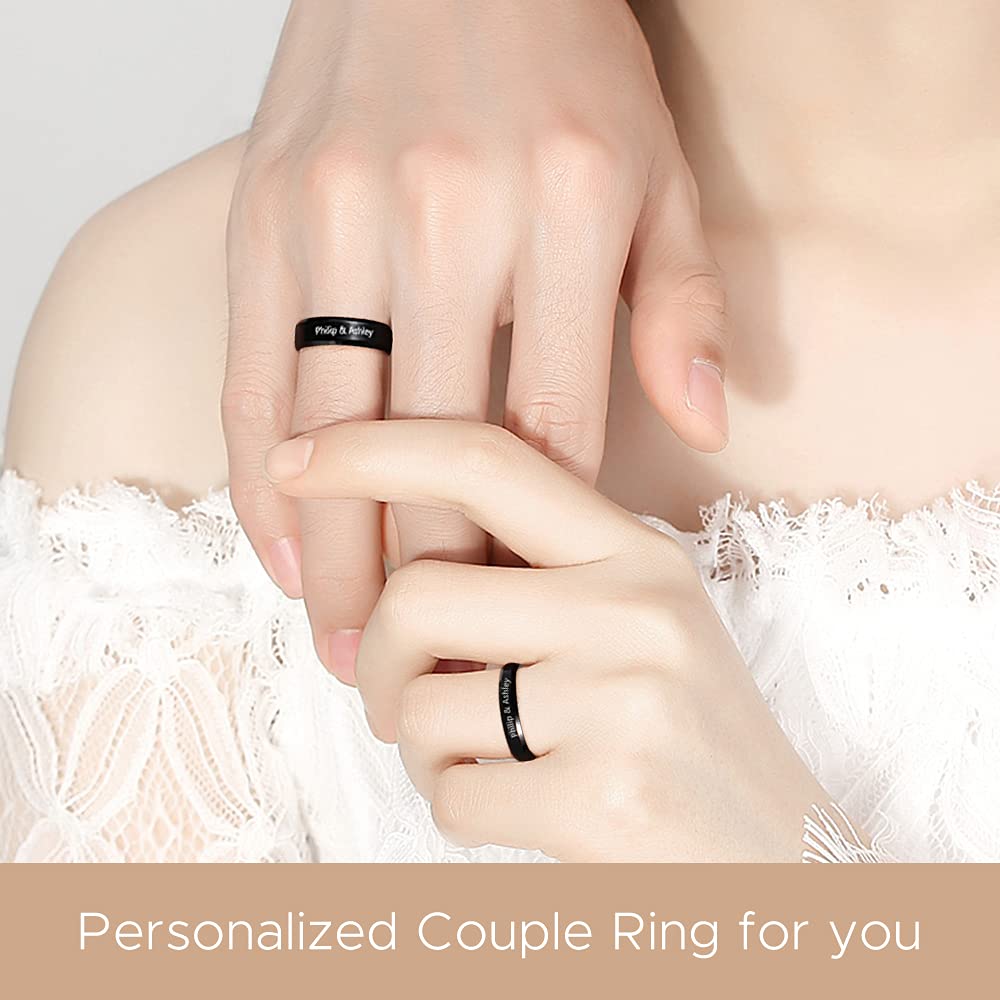 Personalized Promise Rings For Couples Matching Rings For Him And Her Custom Stainless Steel Couple Rings Set Engagement Ring 2 PCS