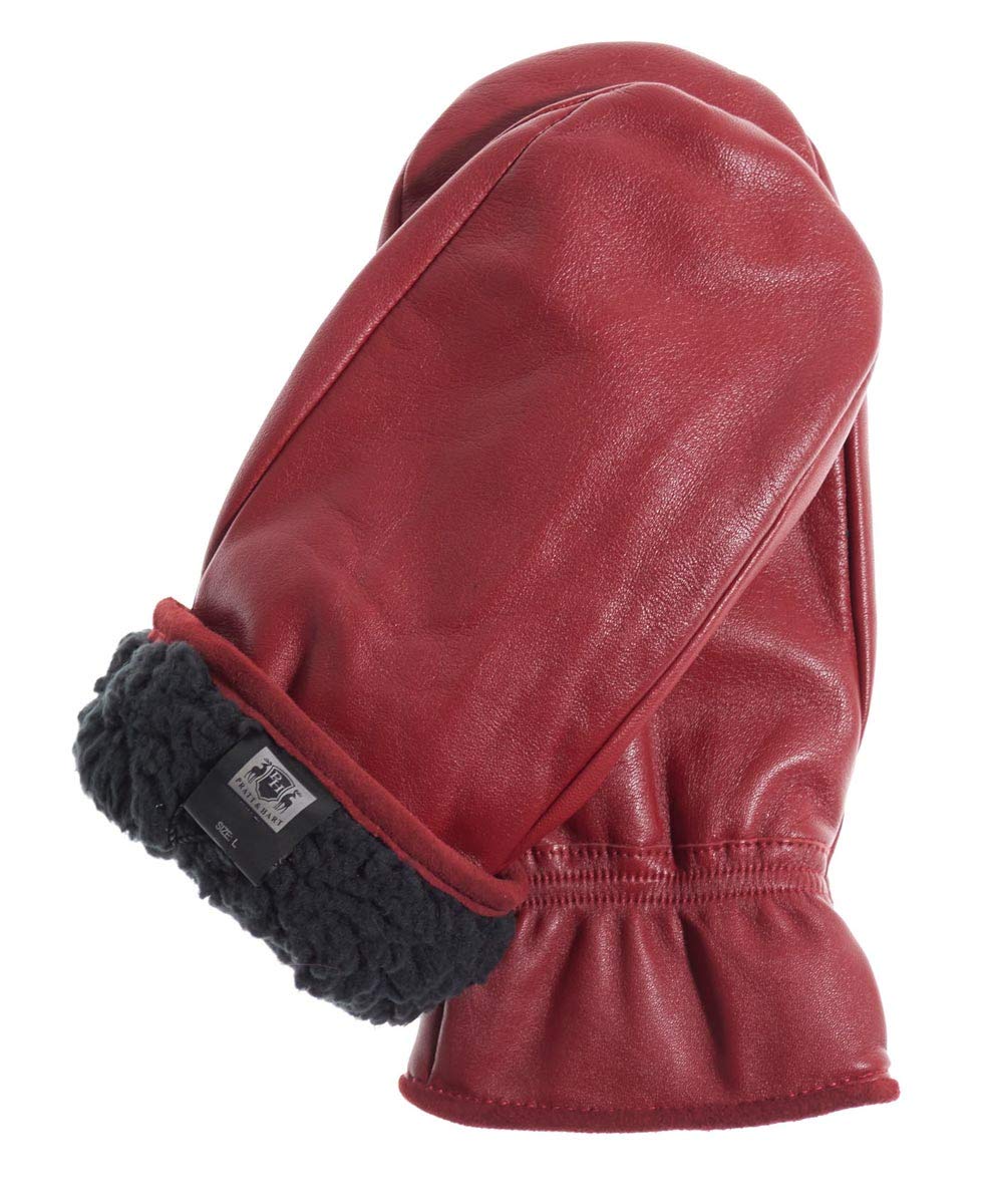 Pratt and Hart Alps Women’s Leather Mittens with Hi-Loft Sherpa (Polyester) Lining Size L Black