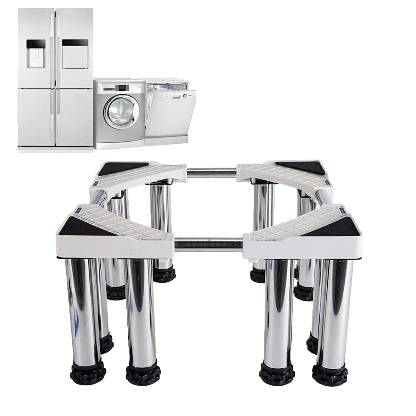 Movable Washer Stand, 12 Strong Legs Thickened Stainless,Can Hold Up to 660 Lbs Washer and Dryer Stand, for Washing Machines,Dryers,Refrigerators (3-5 Days Delivery)