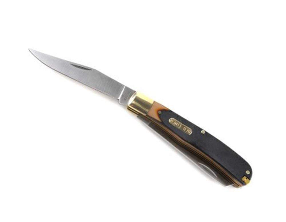 Old Timer 96OT Bearhead Trapper 7.4in Traditional Folding Pocket Knife with 2 High Carbon SS Blades, Sawcut Handle, Tweezers, and Convenient Size for EDC, Hunting, Camping, Whittling, and Outdoors
