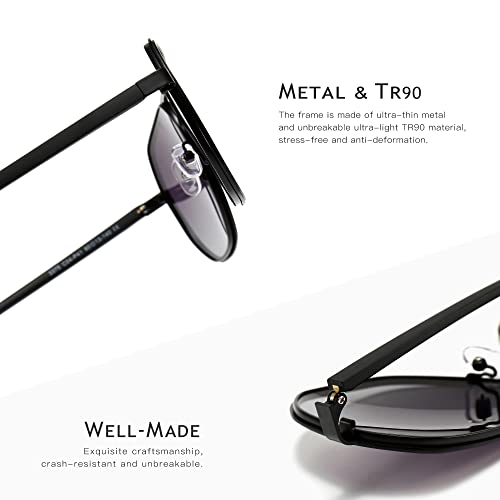 SUNGAIT Aviator Sunglasses for Men and Women, Polarized Trendy Square Sun Glasses Retro Pilot Shades UV Protection