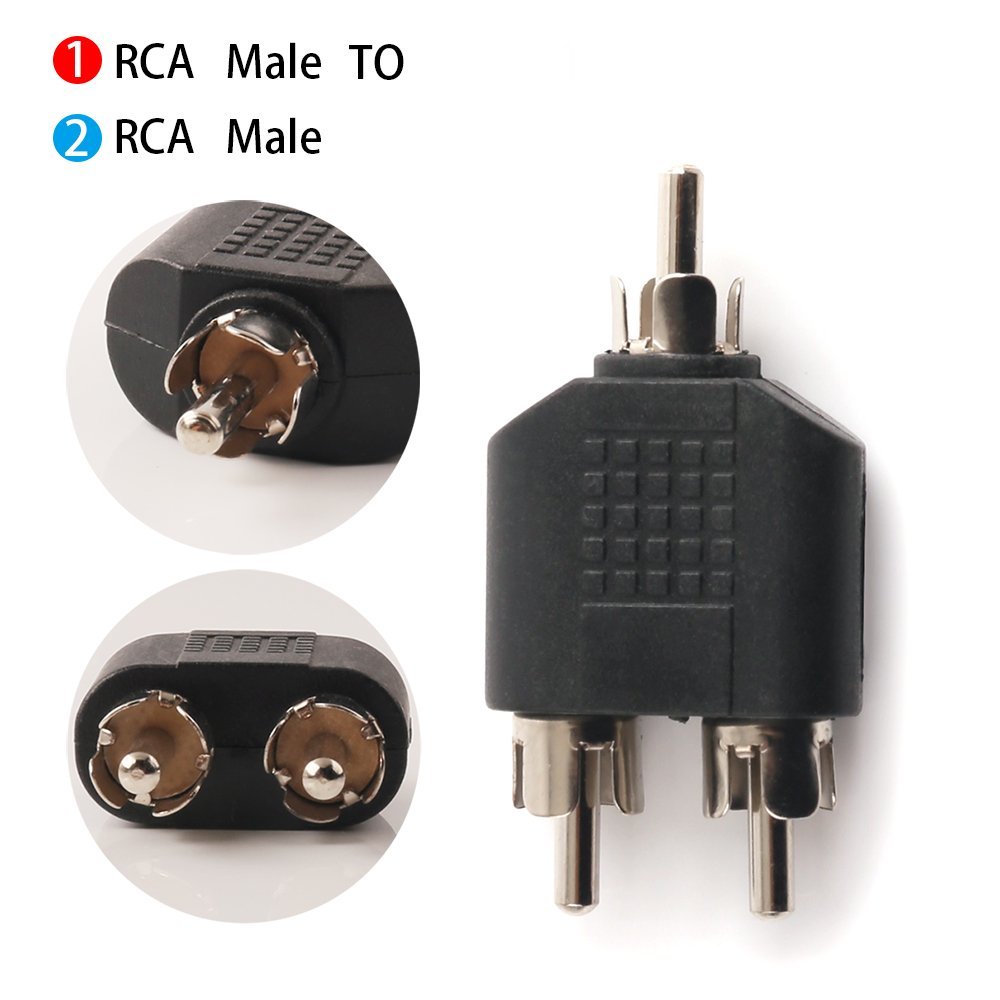 NANYI RCA Male to 2 RCA Male Audio Heads, RCA M One-Two RCA M Stereo Interconnect Audio Adapter, 2Pack (RCA M-2xRCA M)