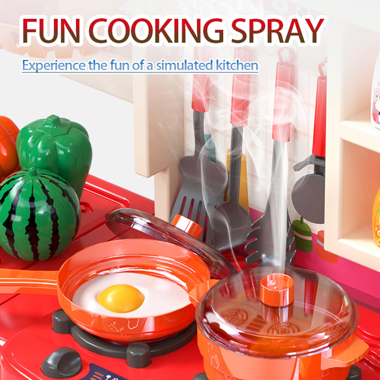 Play Kitchen,Kids Kitchen Play set,equipped with 54 kitchen toy accessories,with lifelike sound and light,pressing water,simulating spray and other functions,for 3-12 years Boys/Girls(Blue)
