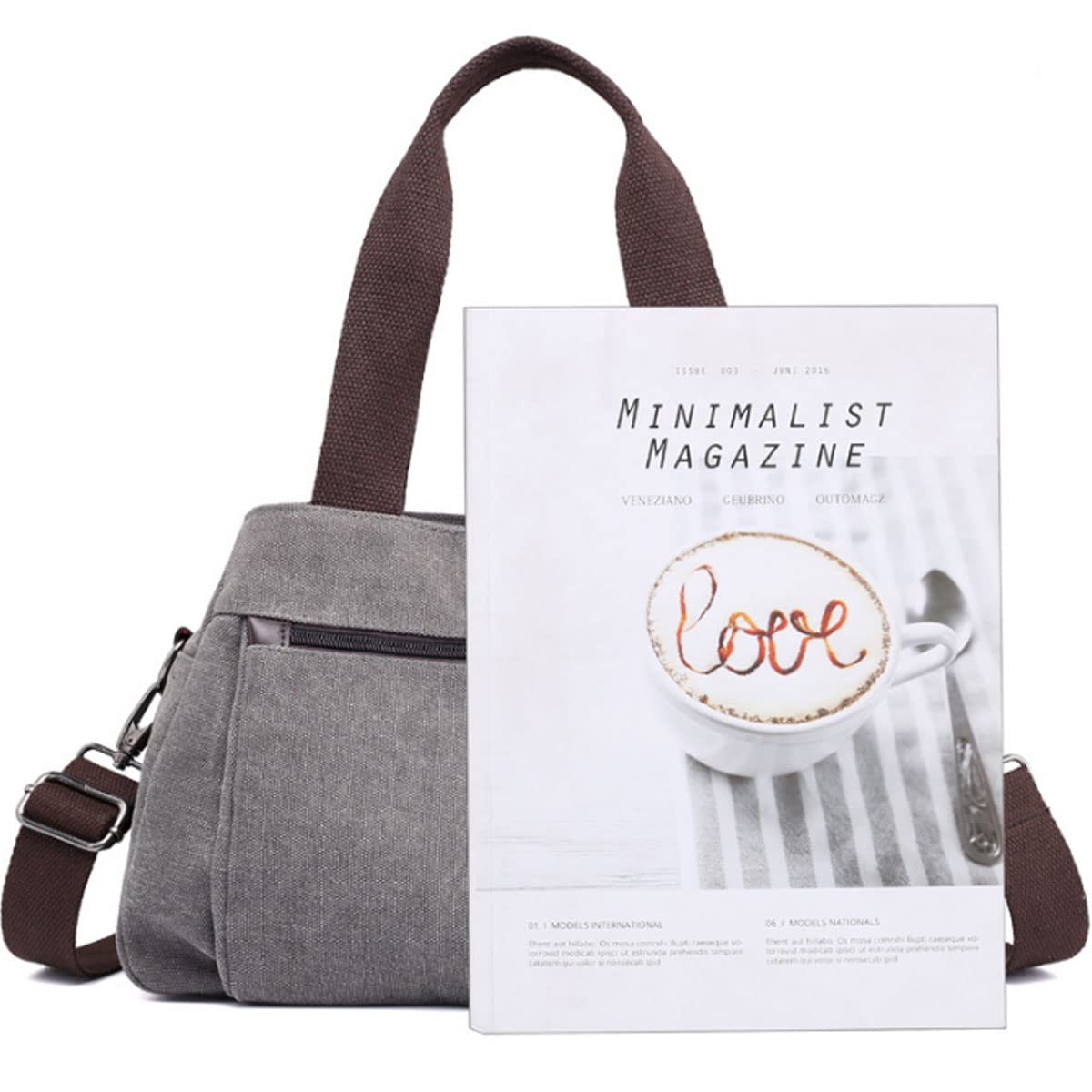 poopy Purse Handbag for Women Canvas Tote Bag Casual Shoulder Bag Travel Bag(khaki)