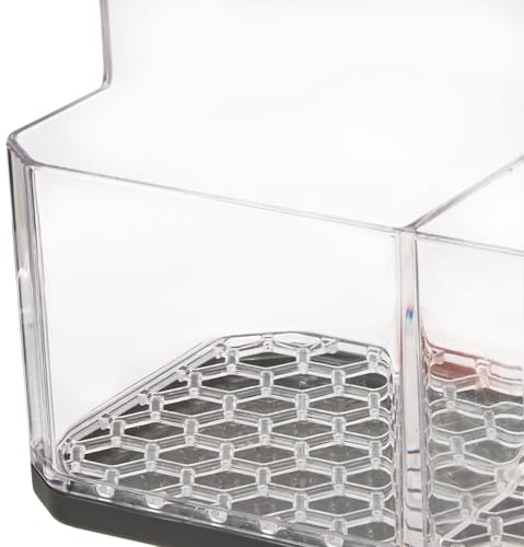 Spectrum Diversified Hexa, Kitchen Sponge, Easy-Clean Sink Organization & Dish Brush Holder with Removable Base, Clear & Gray