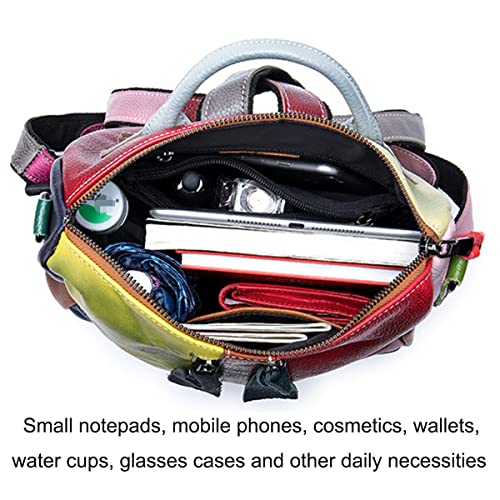 Poopy Womens Multicolored Travel Backpack Purse, Convertible Backpack, Genuine Leather Shoulder Bag, Casual Bag