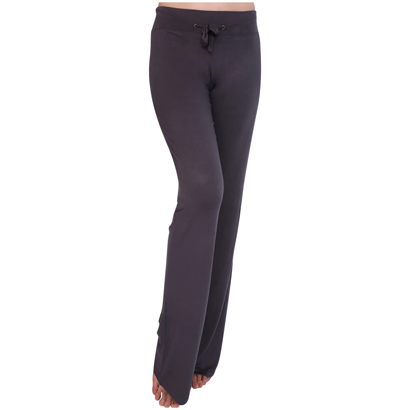 Womens Yoga Sweatpants High Waisted Flare Work Overalls Drawstring Button Casual Running Lounge Straight-Leg Elastic Pants