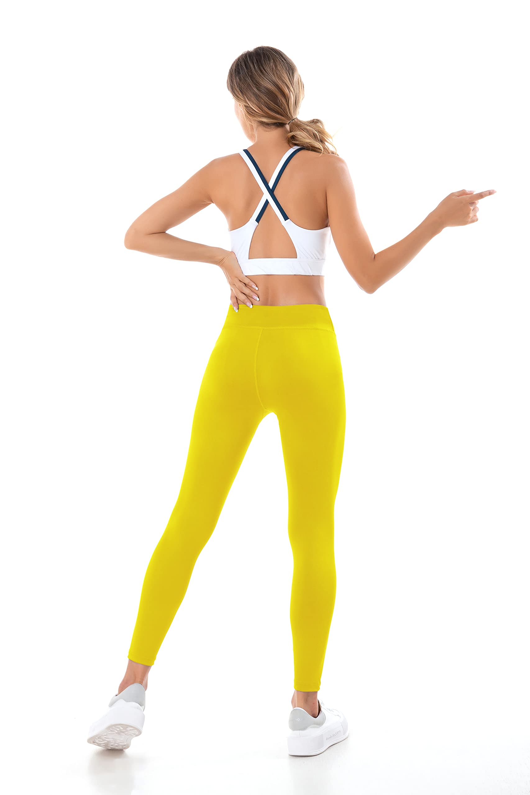 Women's High Waist Leggings Lightweight Tummy Control Yoga Soft Workout Pants for Gym,(Yellow S)