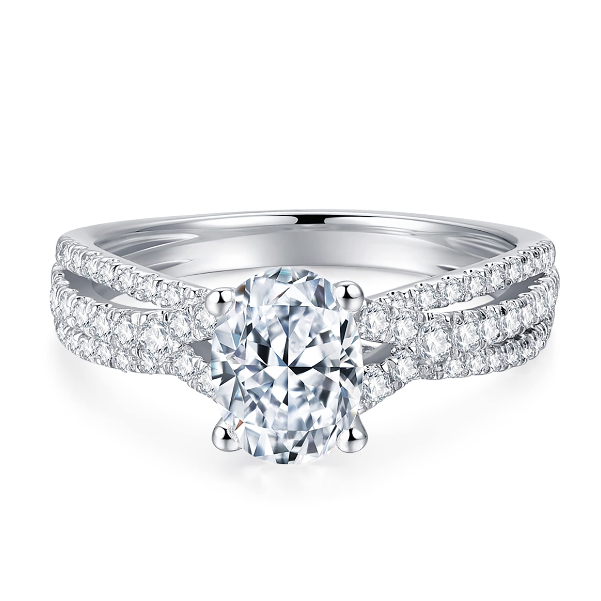 Petite Twisted 1.5 Carat Oval CutD Color VVS Moissanite Engagement Rings for Women (6.5)