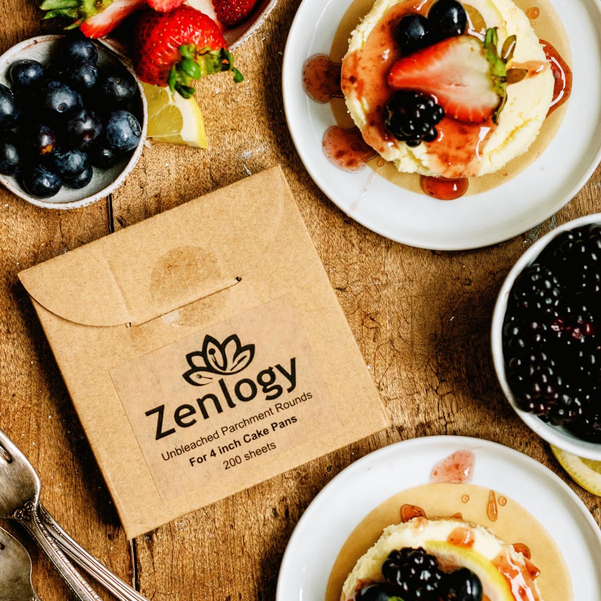 Zenlogy 4 Inch Small Parchment Paper Rounds (200 Sheets) - Unbleached, Pre-cut, High Heat, Round Liners - Fits 4 inch Small Round Pans or Great for Lining, Freezing and Storing, and Separating