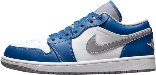 Nike Men's Air Jordan 1 Low Shoes, True Blue/Cement Grey, 8.5