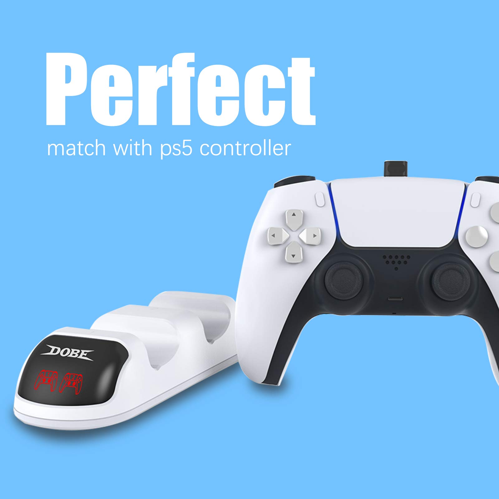 PS5 Controller Charger Station, PS5 DualSense controller charging dock,PS5 controller charger station with Two Type-C adapter