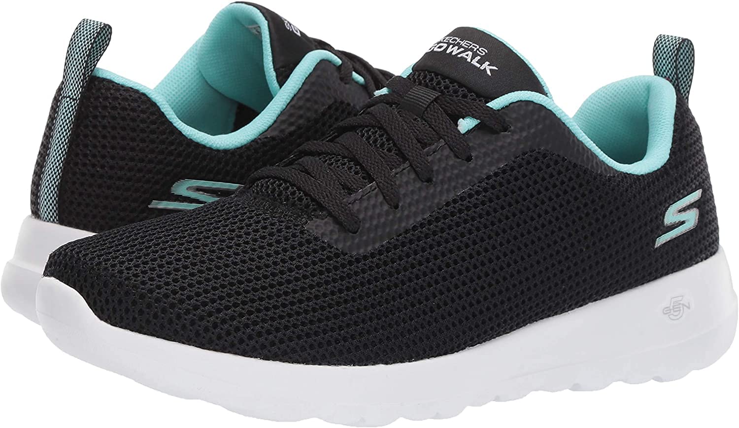 Skechers Women's Go Walk Joy Upturn Sneaker, Black/Aqua, 8
