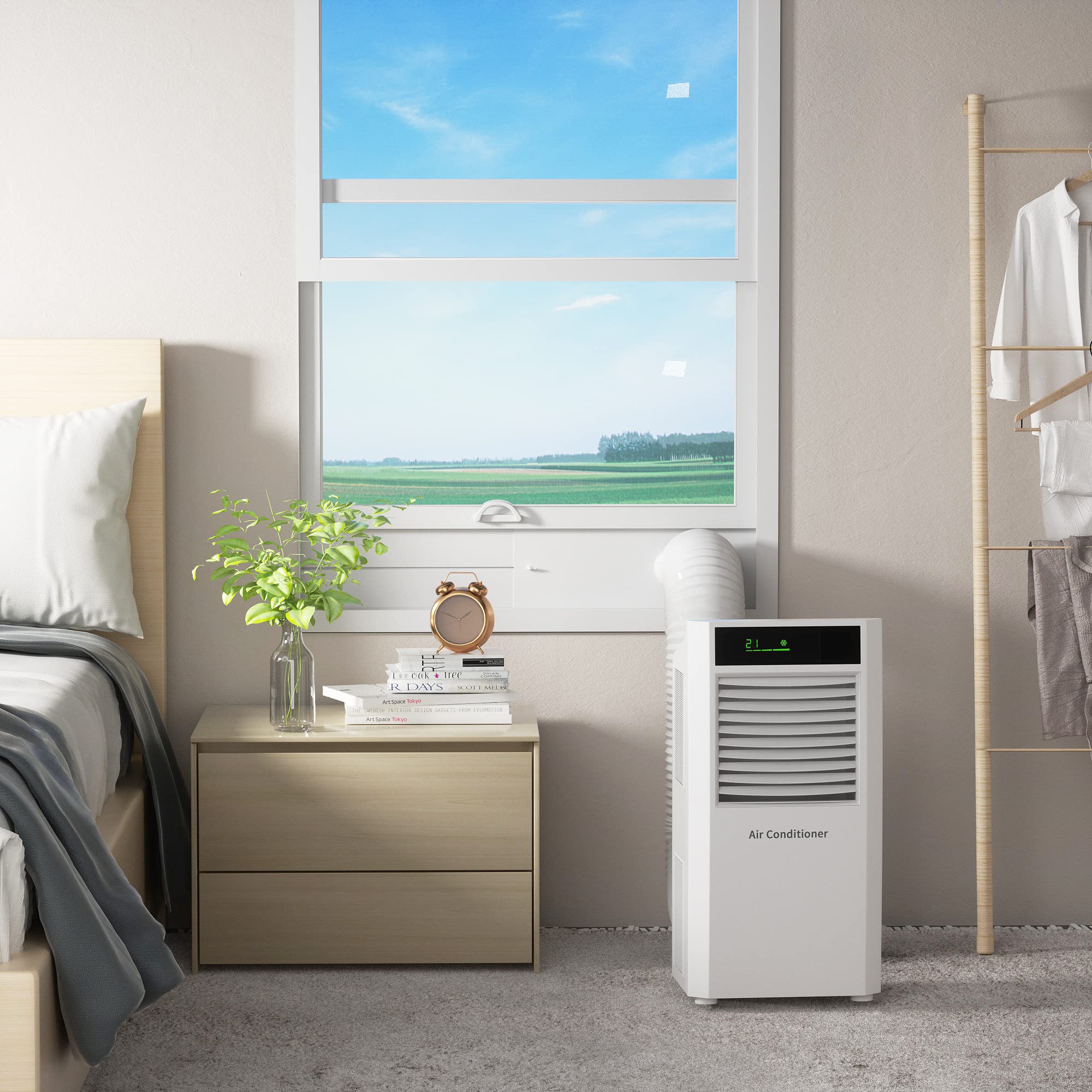VSJEDAH Portable Air Conditioner Window Kit with Coupler Adjustable Window Seal for AC Unit, Sliding AC Vent Kit for Exhaust Hose, Universal for Ducting with 5.1/5.9 Inches Diameter