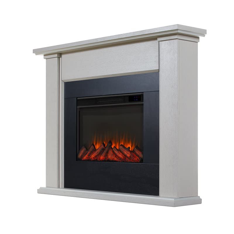 Real Flame Tejon Slim Electric Fireplace with Remote Control - Realistic Fireplace Heater - White Indoor Fireplace (8130E-BNW)