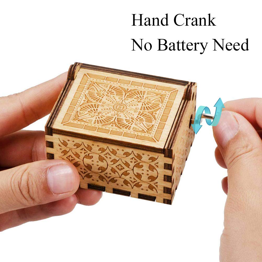 Music Box Hand Crank Engraved Musical Box-U R My Sunshine Mechanism Antique Vintage Personalizable Gift for Mom from Daughter