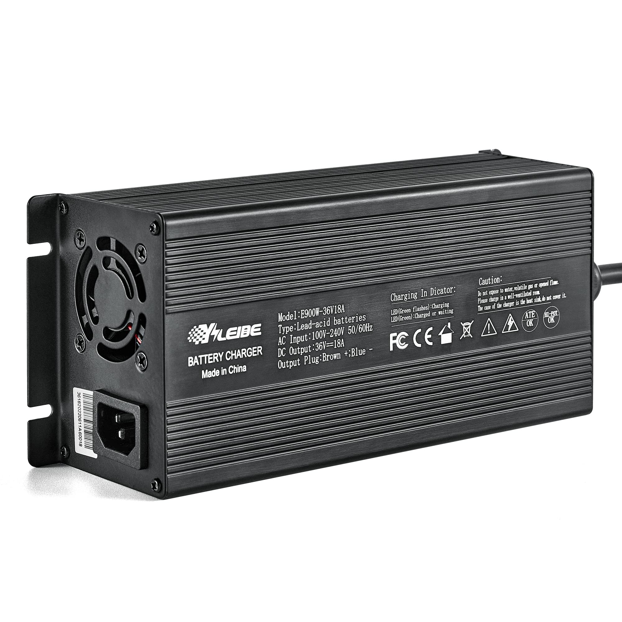 YILEIDE E900W Seris 36V18A Golf Cart Battery Charger with 2-pin D-Style Powerwise Plug for EZGO TXT Golf Carts