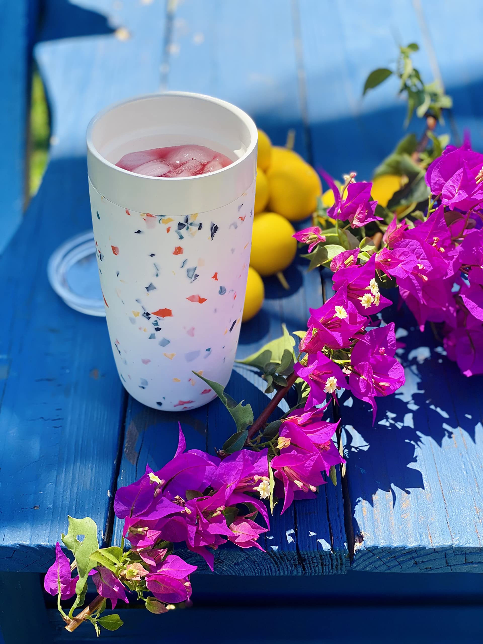W&P Porter Insulated Tumbler 20 oz | No Metallic Aftertaste Ceramic Coated for Water, Coffee, & Tea | Wide Mouth Vacuum Insulated | Dishwasher Safe, Cream Terrazzo