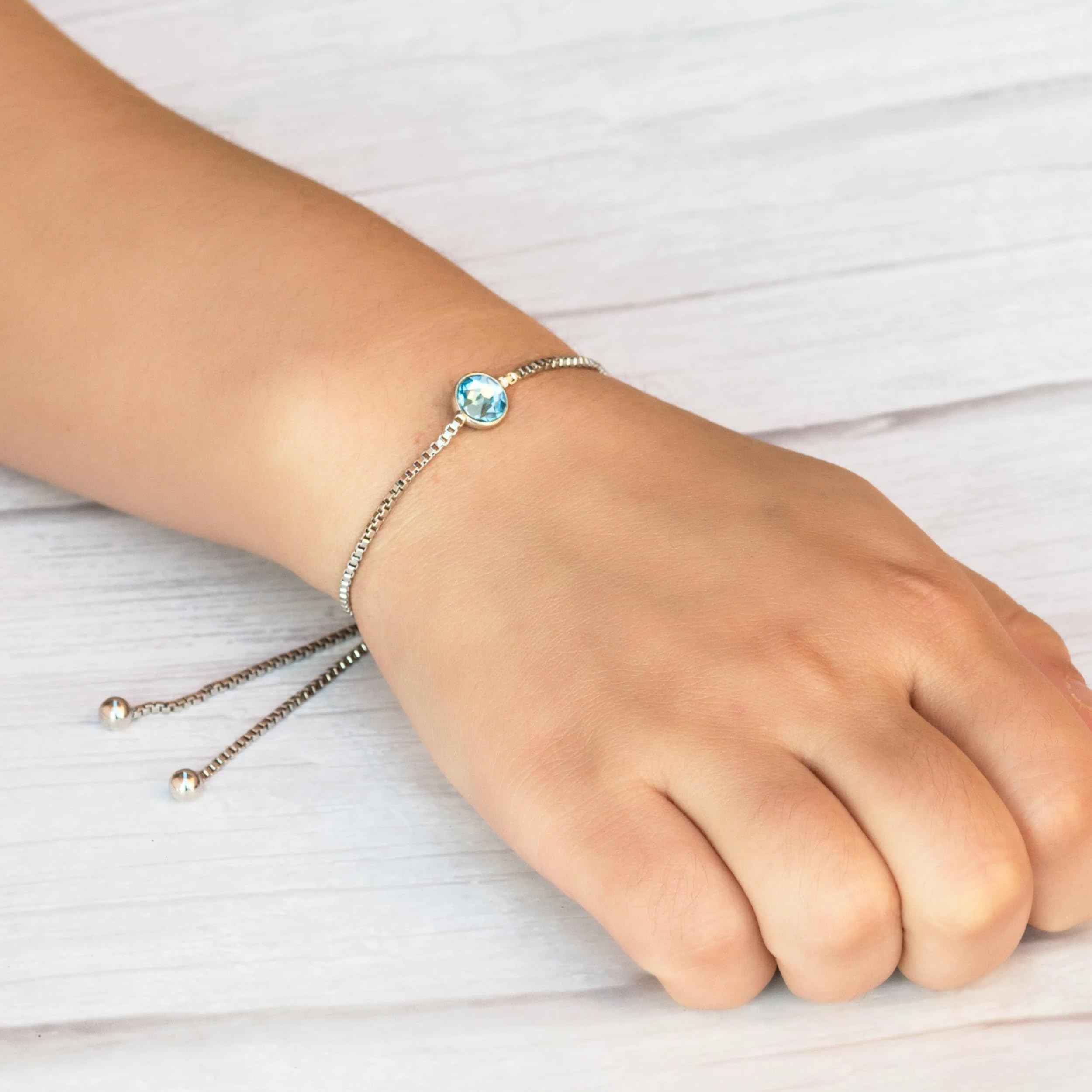 Philip Jones March (Aquamarine) Birthstone Bracelet Created with Zircondia® Crystals