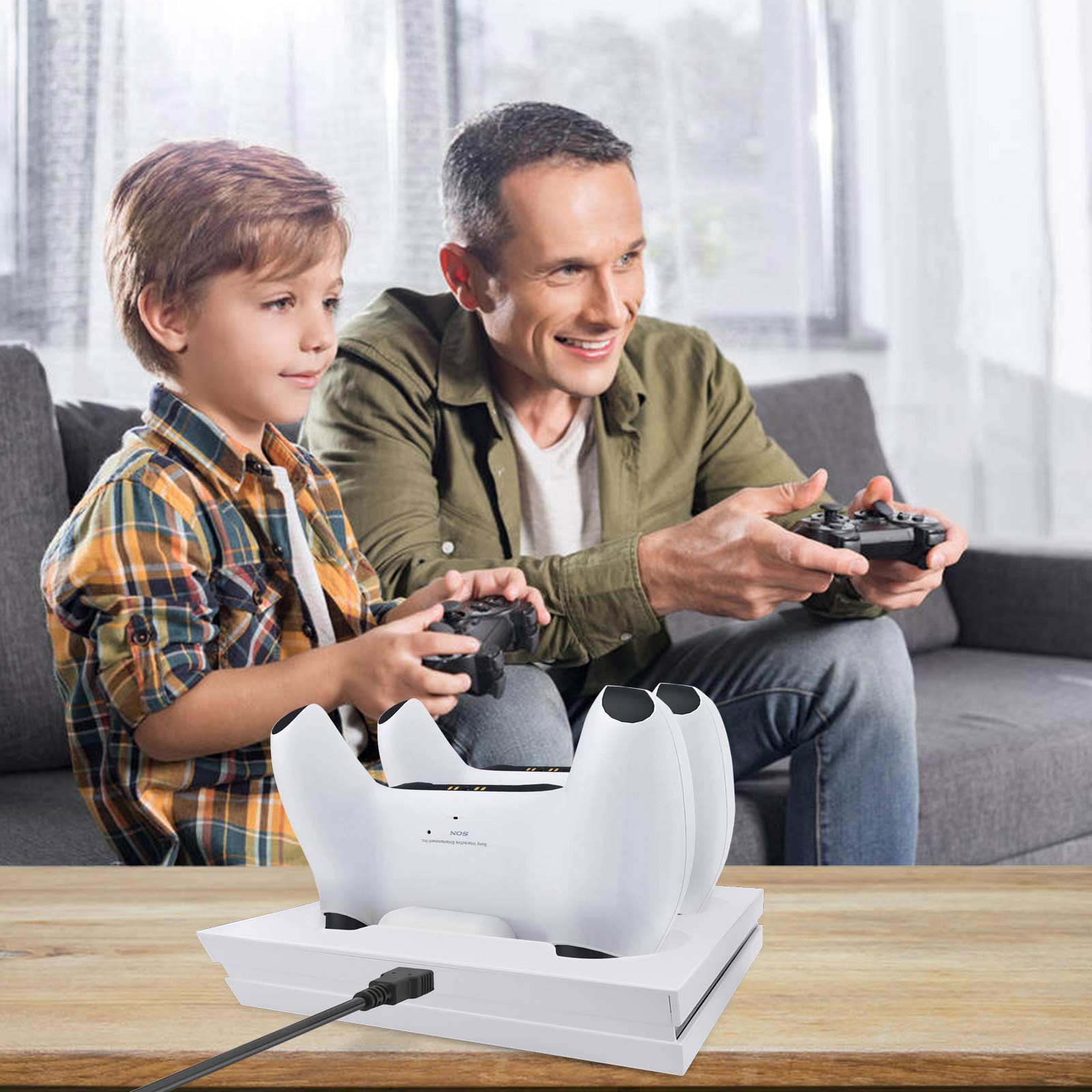 Phosphenesi PlayStation 5 Controllers Charger, Playstation 5 Charging Station with LED Indicator, High Speed, Fast Charging Dock DualSense Controller, White