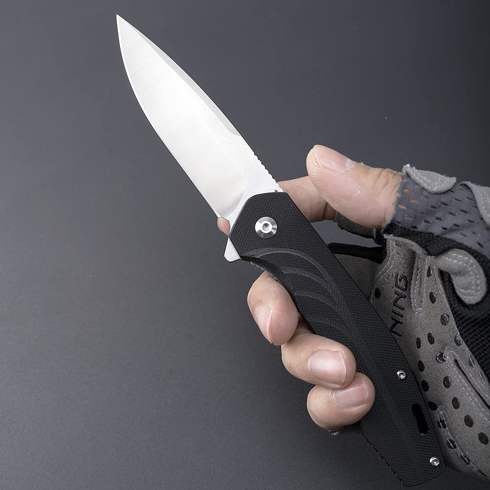 URiver Pocket Knife,G10 handle,With Pocket clip,Material Sharp Blade, Great for Paring, Hunting and Camping,Ideal Gifts for Your Family(Yellow)