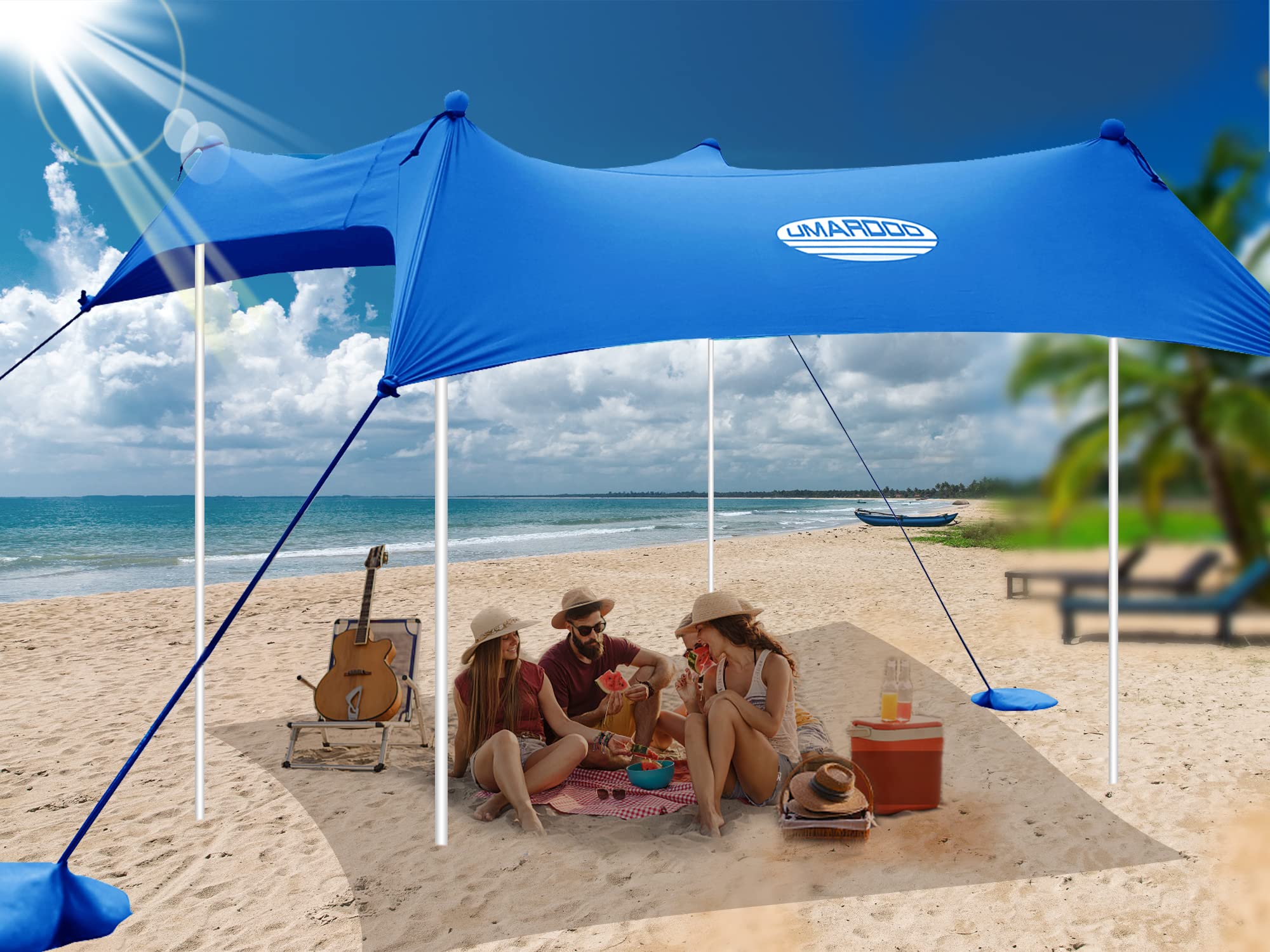 UMARDOO Family Beach Tent Extra Replacement Aluminum Foldable Poles, Portable Telescoping Tent Poles for Awnings Canopy (2pc)