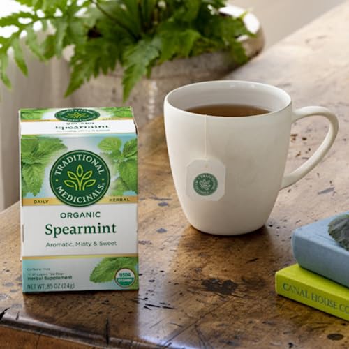 Traditional Medicinals Organic Spearmint Herbal Tea, Supports Healthy Digestion, (Pack of 2) - 32 Tea Bags Total