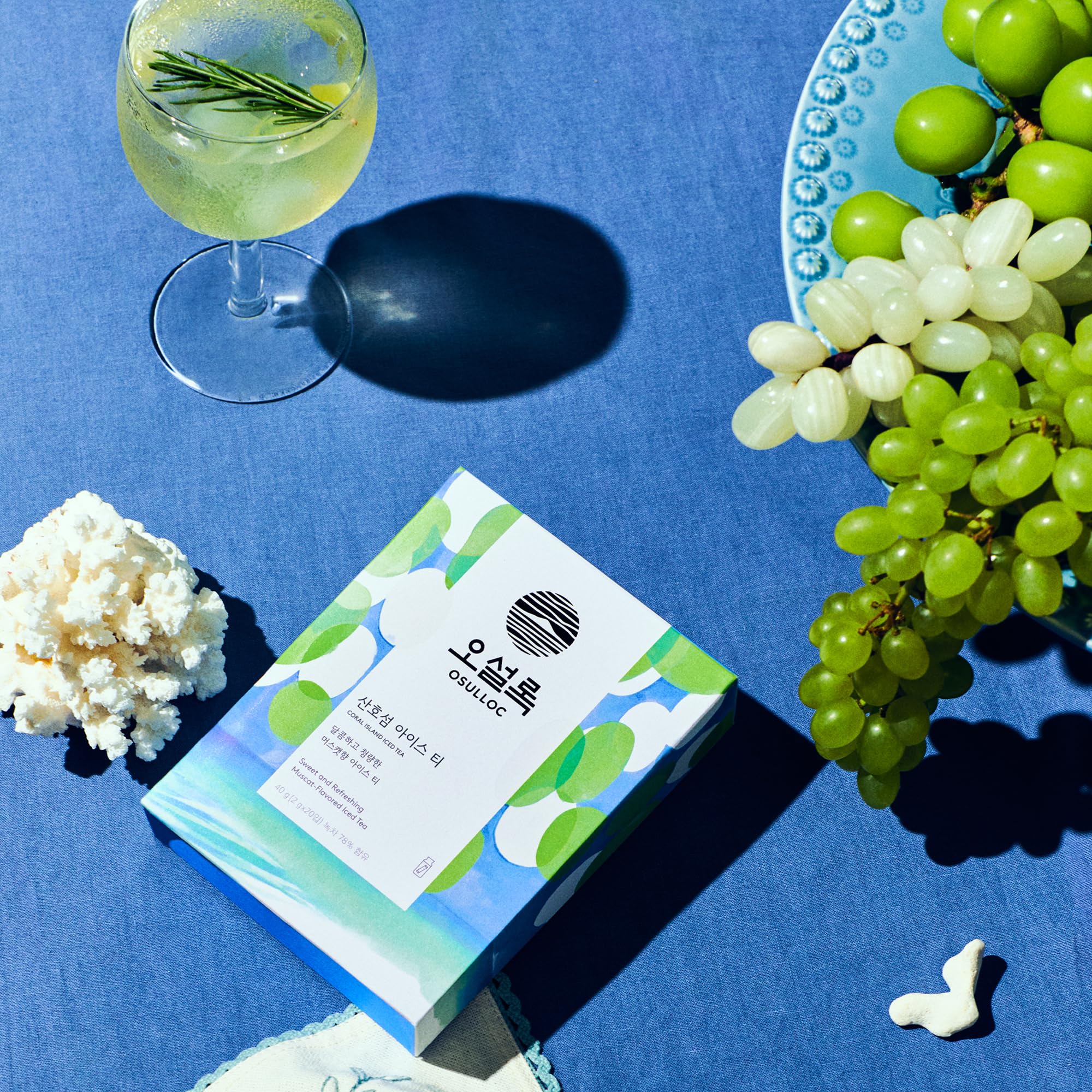 OSULLOC Coral Island Iced Tea (Sweet muscat scent, 20 Tea bags), Naturally Sweet Cold Tea Sachets