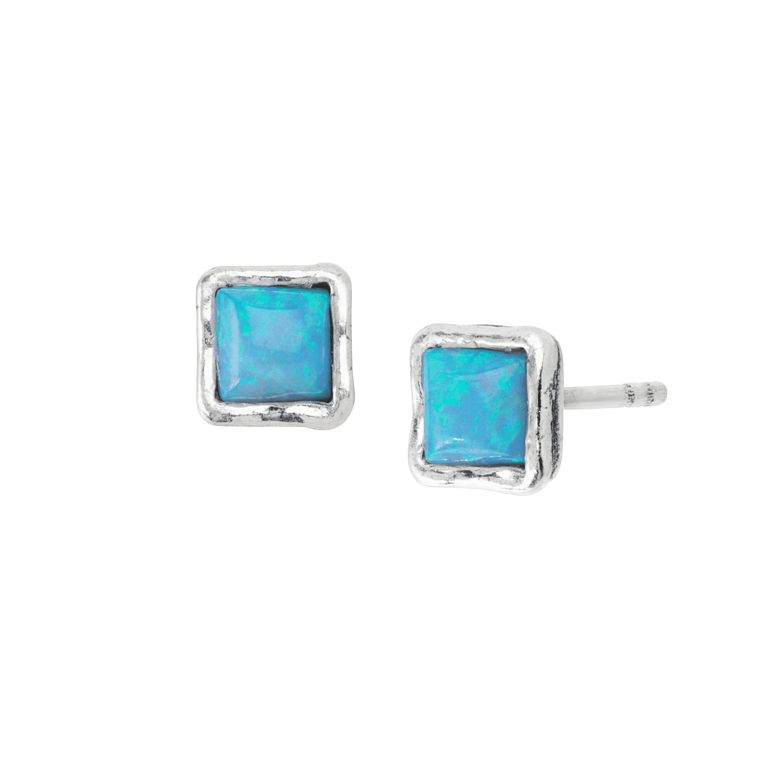 Silpada 'Costa Mesa' Created Opal Square Stud Earrings in Sterling Silver