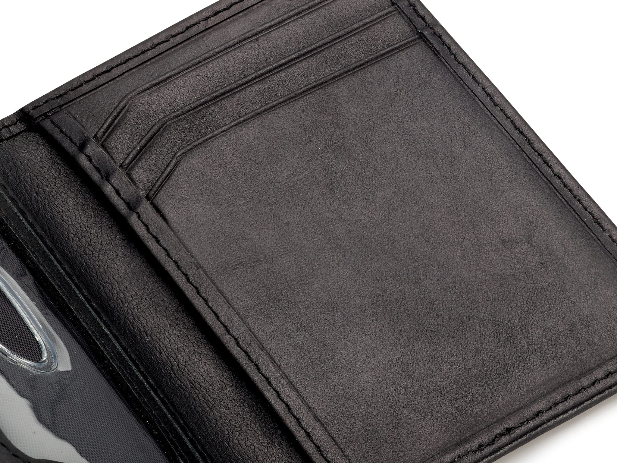 Stealth Mode Men's Slim Front Pocket Wallet - RFID Blocking, Thin Minimalist Bifold Design, Genuine Leather - ID Badge Window and 5 Sleeves for Money, Credit and Debit Cards, Driver's License - Black
