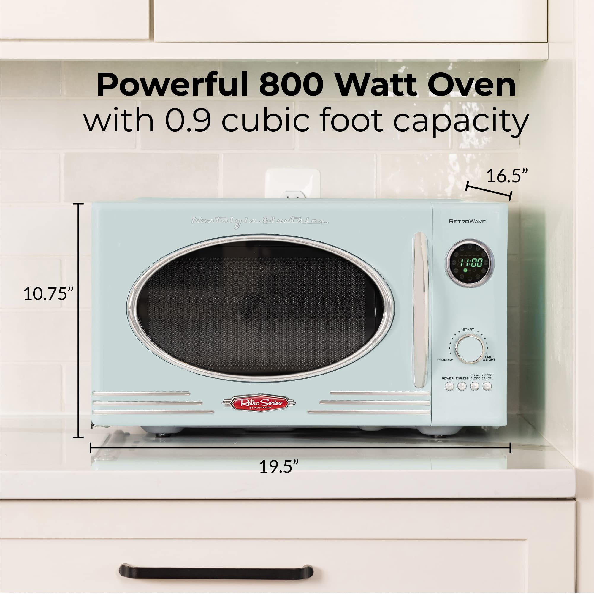 Nostalgia Retro Countertop Microwave Oven, 0.9 Cu. Ft. 800-Watts with LED Digital Display, Child Lock, Cu.Ft, Aqua & Keurig K-Mini Coffee Maker, Single Serve K-Cup Pod Coffee Brewer, 6 to 12 oz.