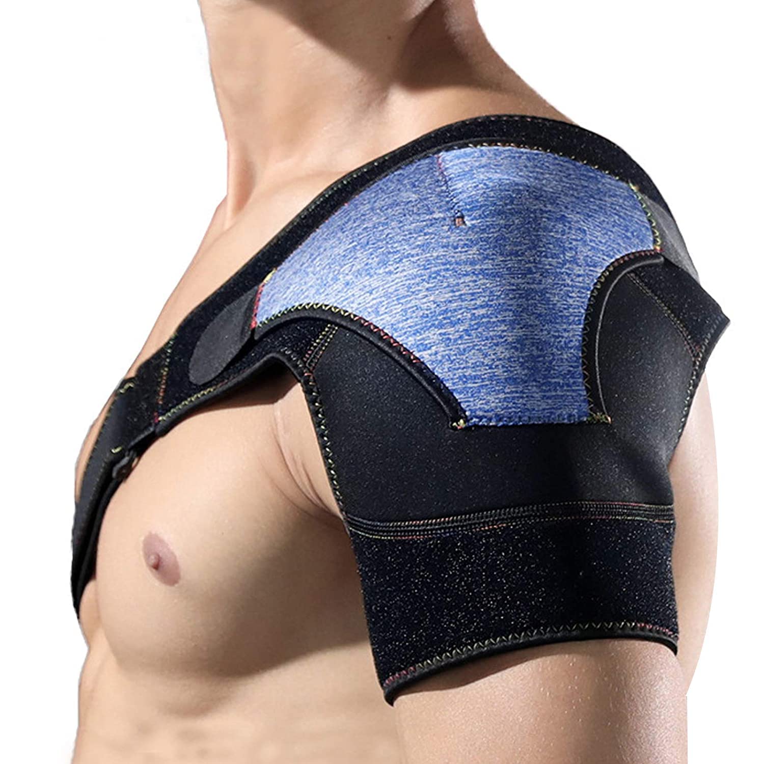 Shoulder Support Brace for Joint Pain Relief Shoulder Injuries Tendonitis, Adjustable Fit Sleeve Wrap for Men(Blue)